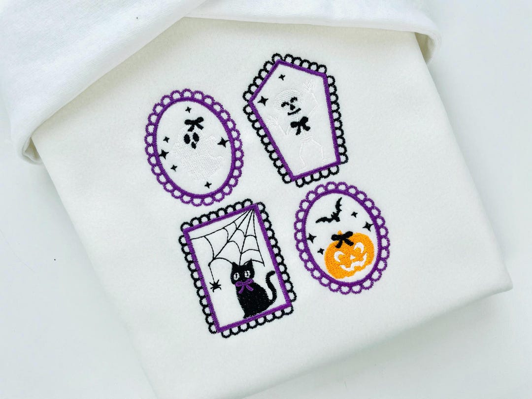 Halloween Dancing Skeleton Kitty Cat Little Ghost and Pumpkin SET of 4 ...