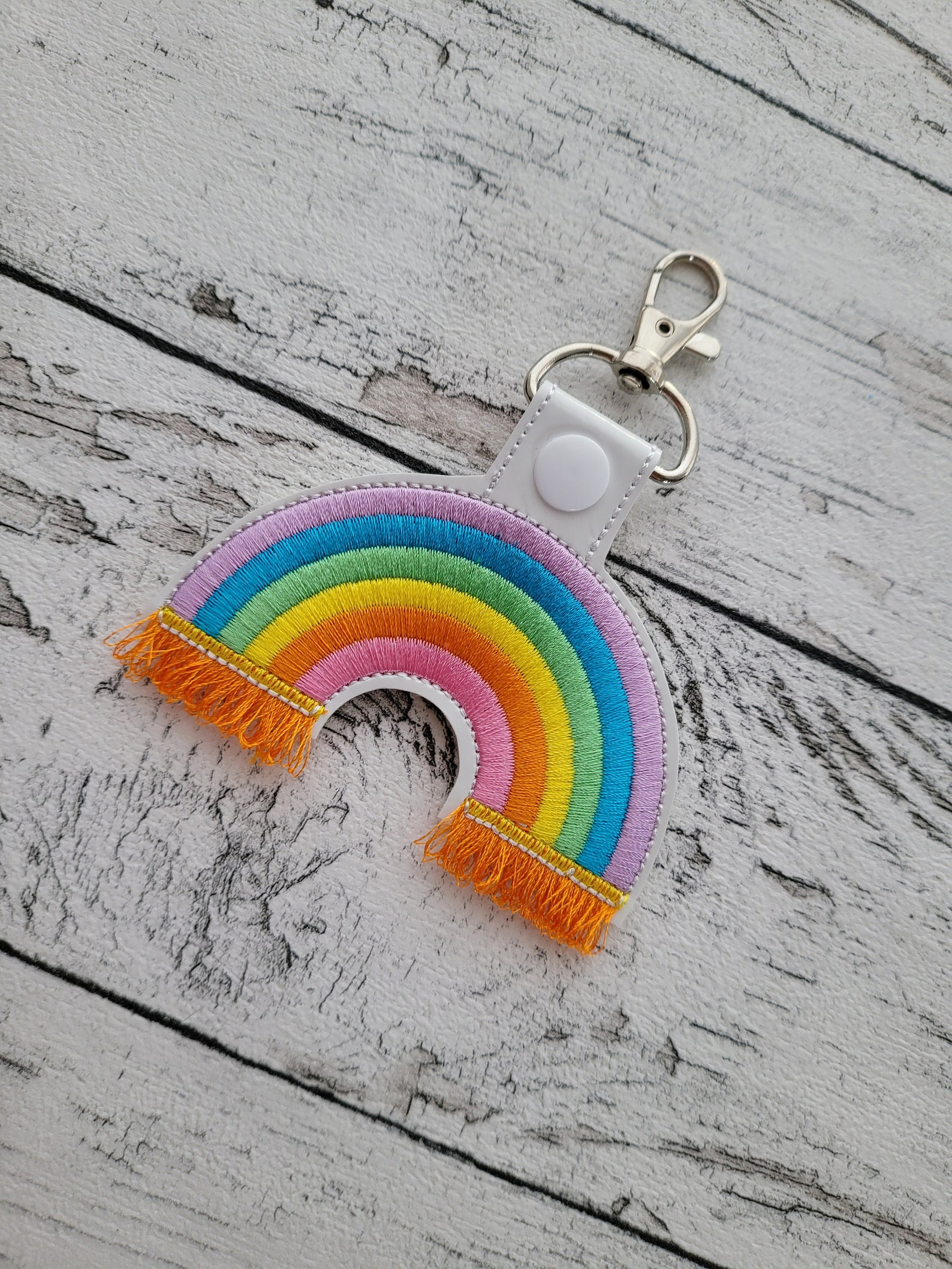 Fringed Rainbow Key Fob in the Hoop Machine Embroidery Designs ITH ...