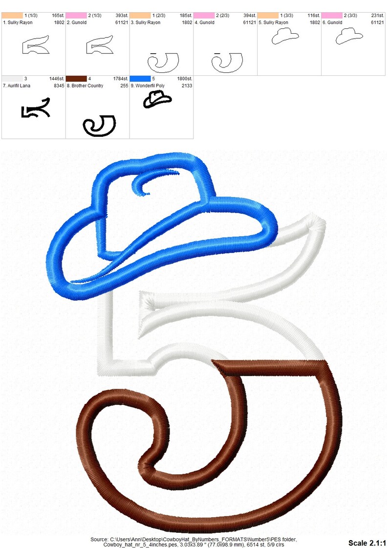 Little Cowboy 5 Number FIVE Embroidery Birthday Number - Etsy