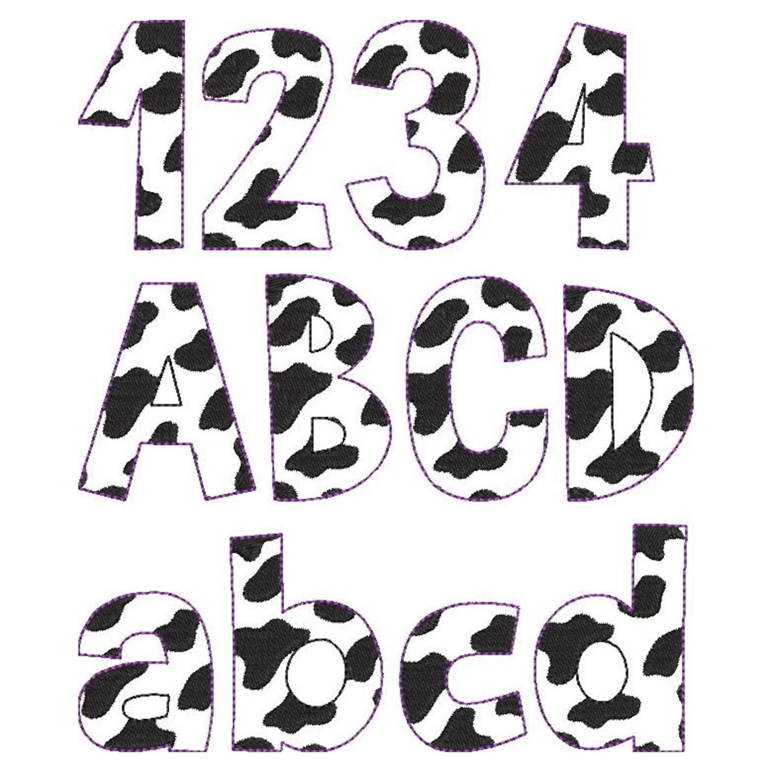 Cow Spots Patterned Font Monogram Alphabet Letters Machine | Etsy