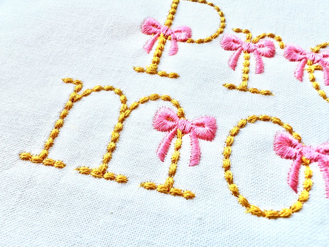 Hand Stitch Effect Bow FONT Machine Embroidery Designs Small Sizes 1 to ...