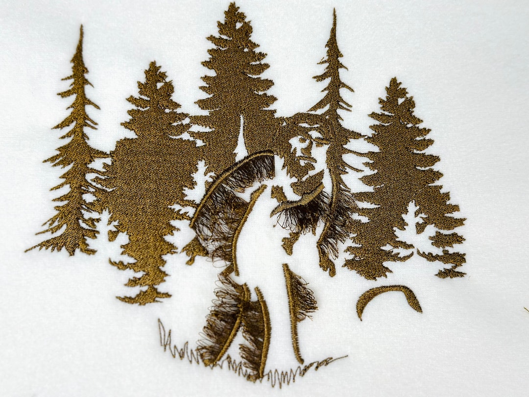Bigfoot Yeti Sasquatch Machine Embroidery Fringe Elements Filled ...