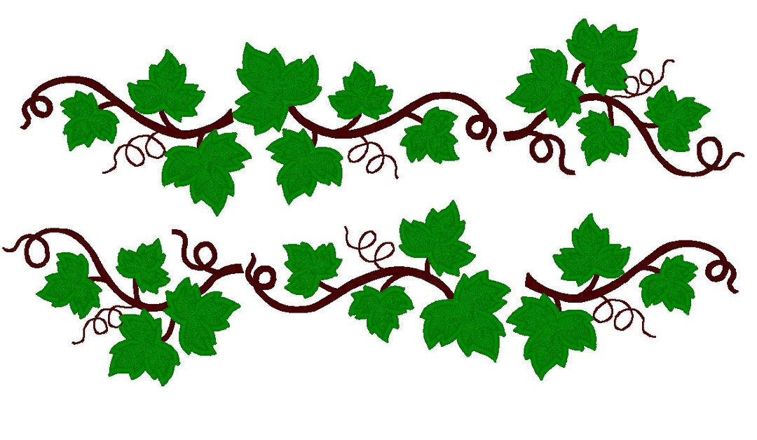 Grape Leaves SET Applique and Fill Stitch Machine Embroidery Designs ...