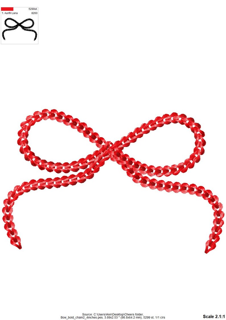 Hand Chain Stitch Effect Bow Set 4 Types Ribbon Bows Machine Embroidery ...