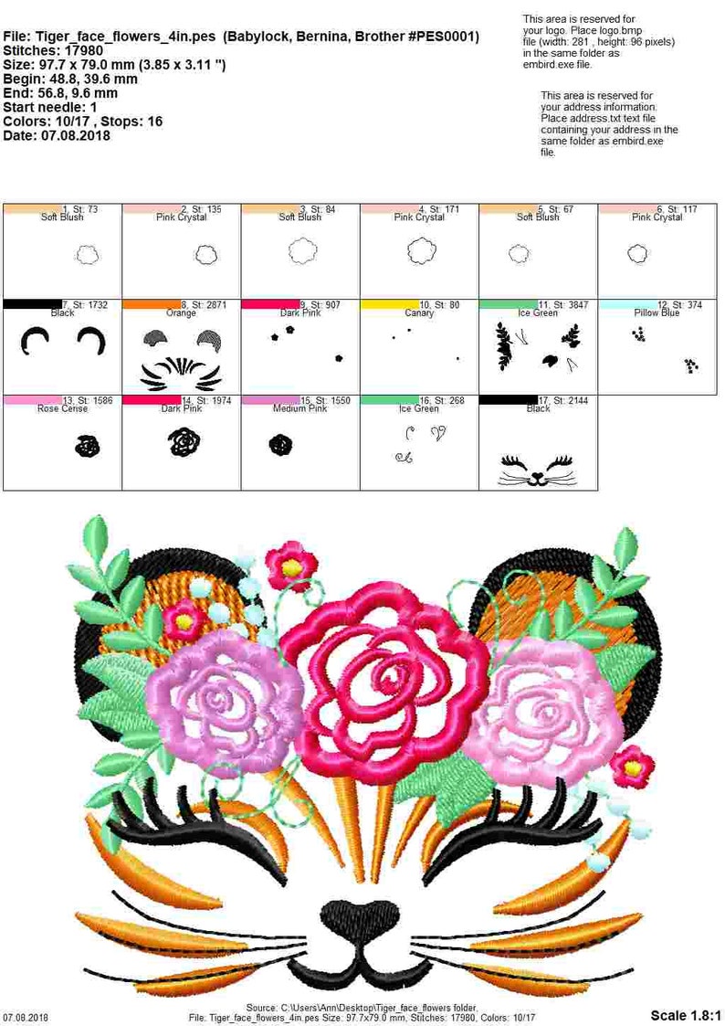 Pretty Eyes Tiger Head With Shabby Chick Roses Crown Applique - Etsy