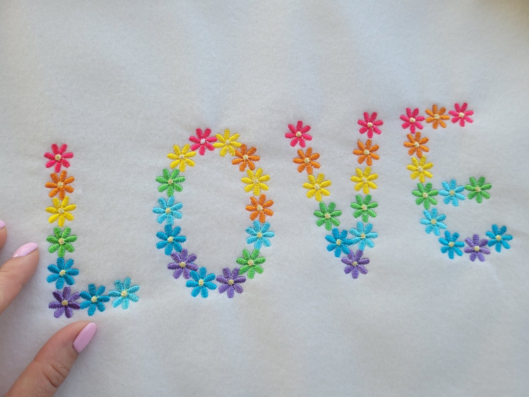 Rainbow Daisies Country Floral Font Whole Entire Alphabet Garden Flag ...