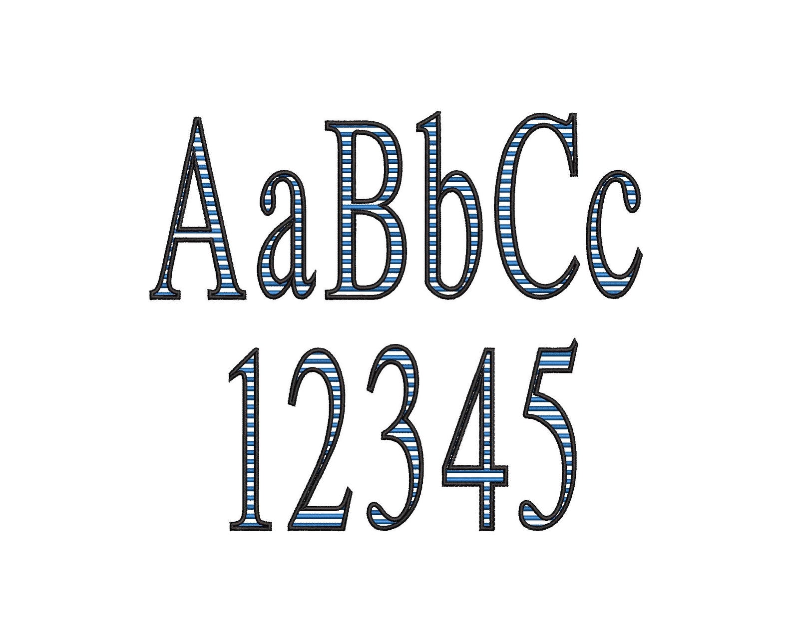 Block Striped Narrow Font Satin Stitch Alphabet Monogram Letters ...
