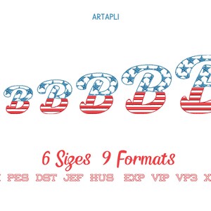 Patriotic Cursive Font Stars and Stripes Alphabet Letters Light Stitch ...