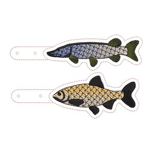 Iridescent Rainbow Fish Key Fob Snap Tab Fisherman Gift Idea in the Hoop ITH Machine Embroidery ...