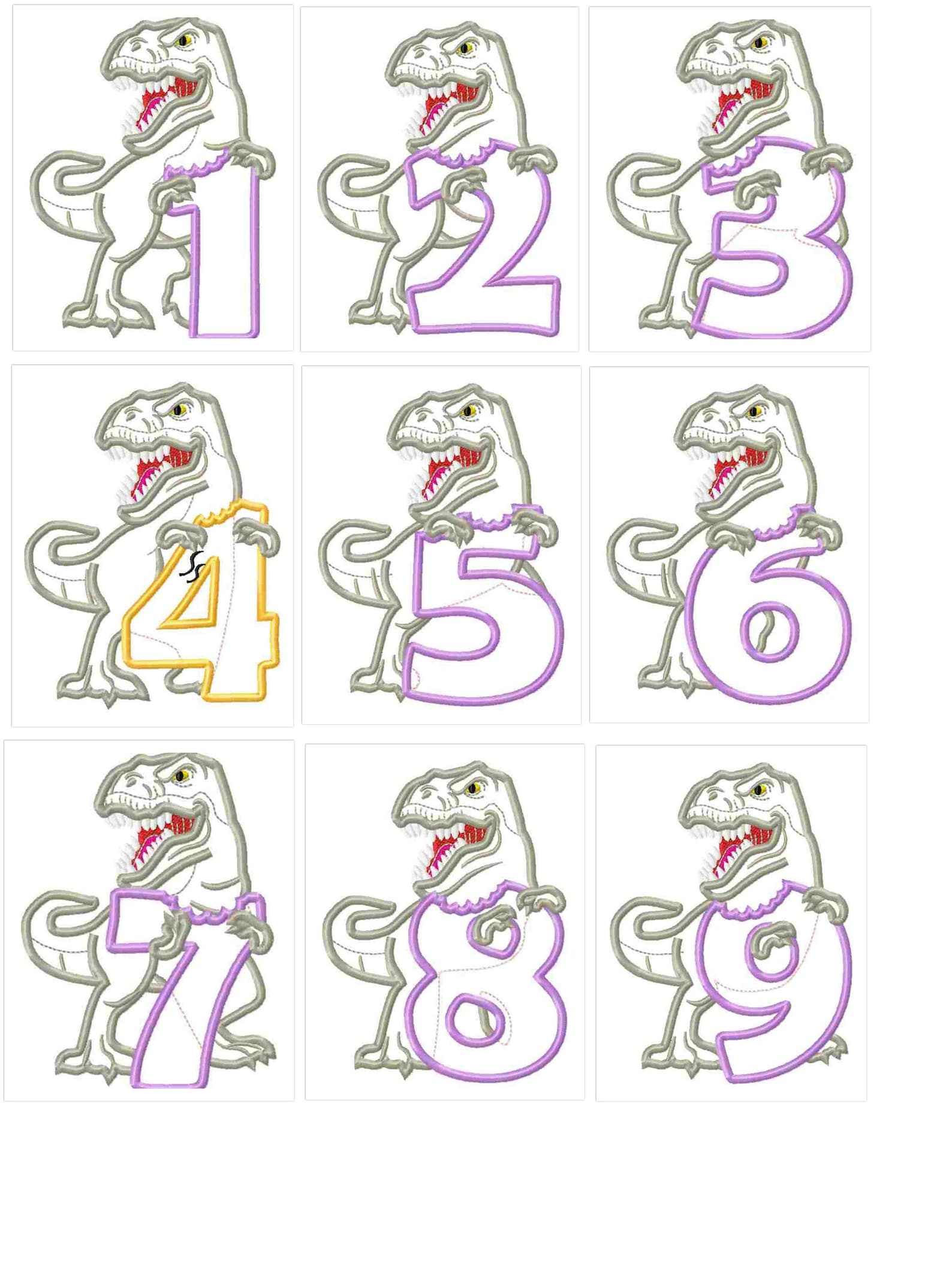 T-rex Indominus Dinosaur Birthday Numbers Machine Embroidery - Etsy