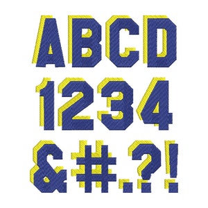 Varsity Collegiate Block Type Shadow Font Fill Stitch Machine ...