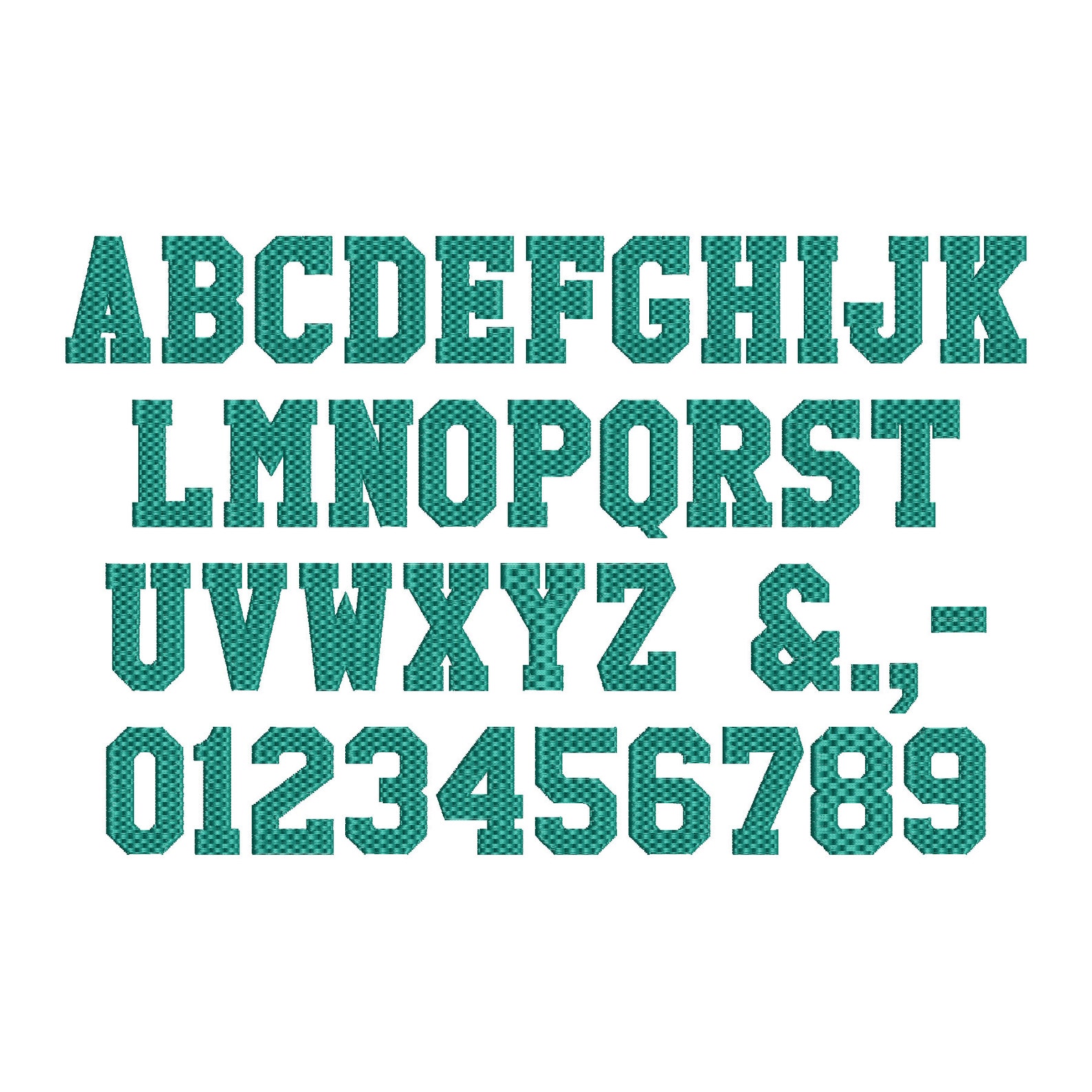 Waffle Textured Varsity Collegiate Block Font Machine Embroidery ...