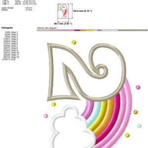 Cute Rainbow Birthday Number 2 TWO Machine Embroidery Applique Designs ...