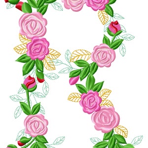 Delicate Roses Floral Letter R Garden Flag Monogram Floral Initial ...