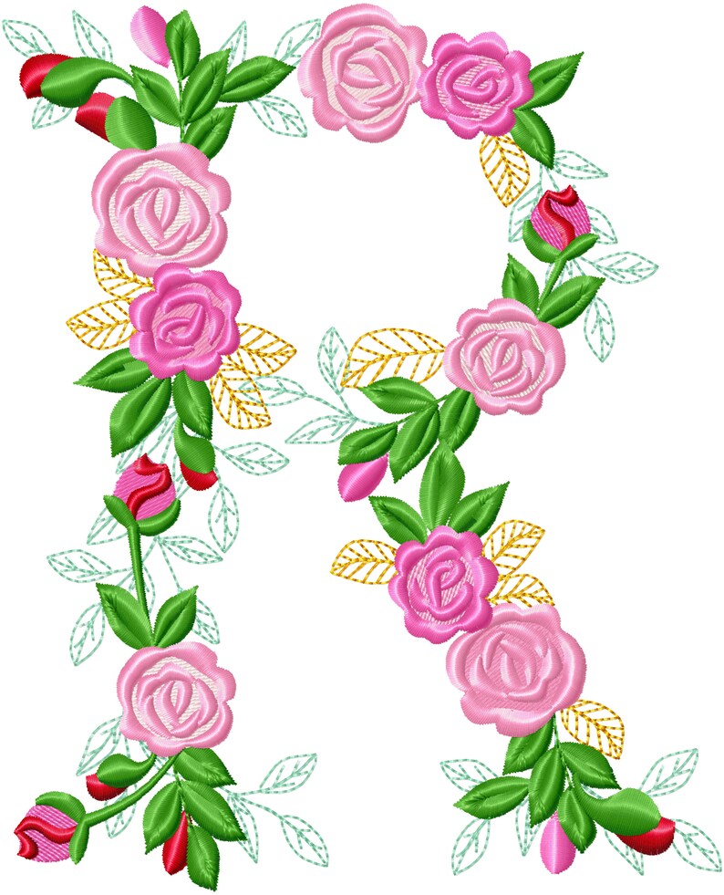 Delicate Roses Floral Letter R Garden Flag Monogram Floral Initial ...