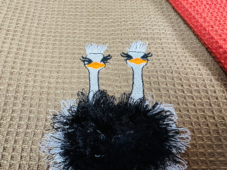 Fringed Fluffy Ostrich Flock of 2 Ostriches Machine Embroidery Designs ...