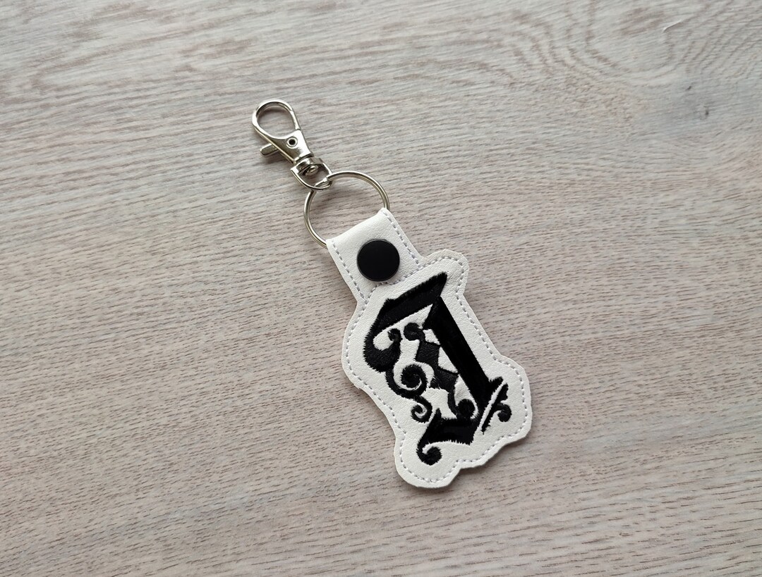 Key Fob Snap Tab Monogram Gothic Initial Letters From A up to Z in the ...