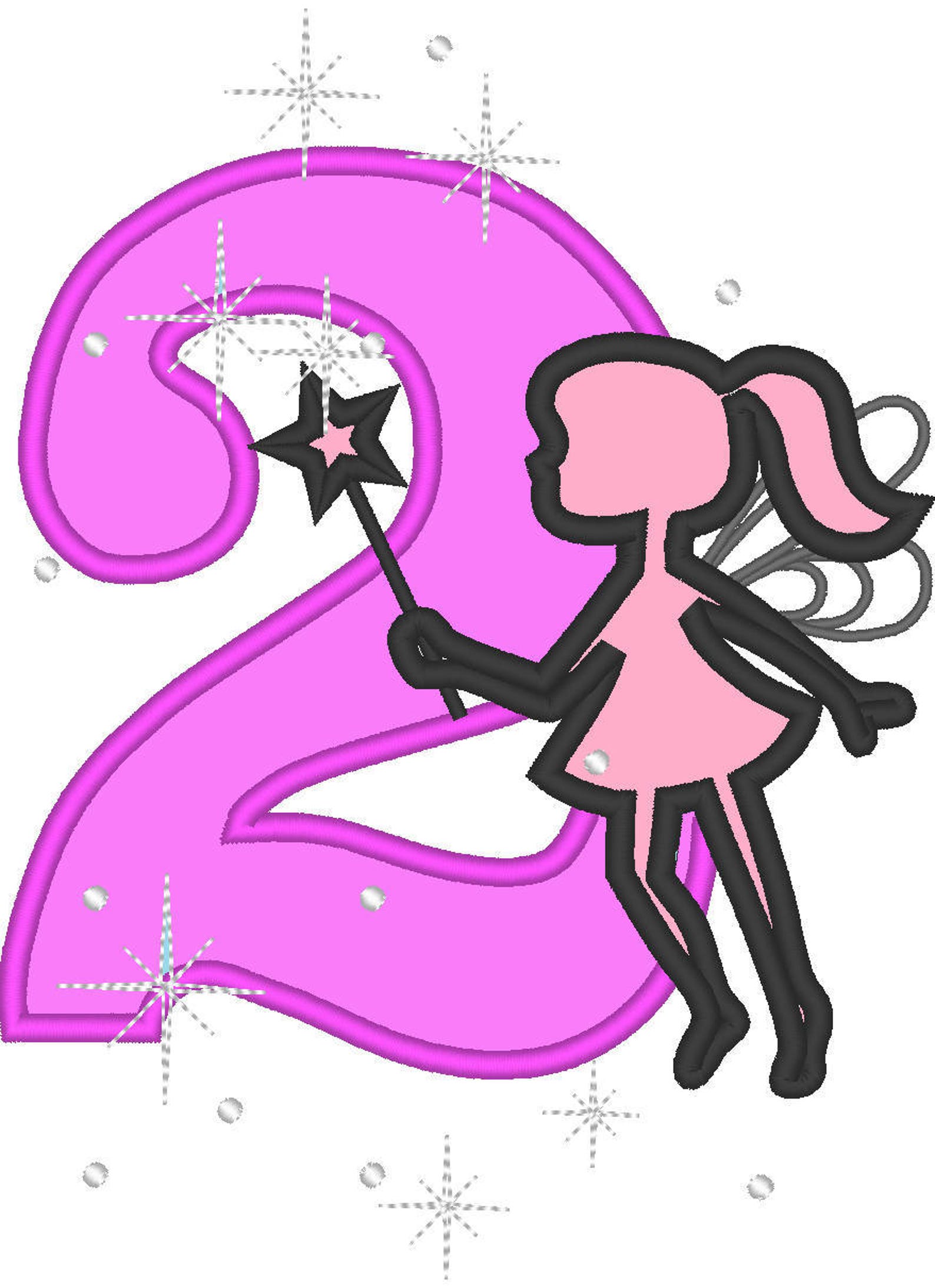 Little Fairy Girl Silhouette Applique Birthday Numbers 1-6 Magic Fairy ...
