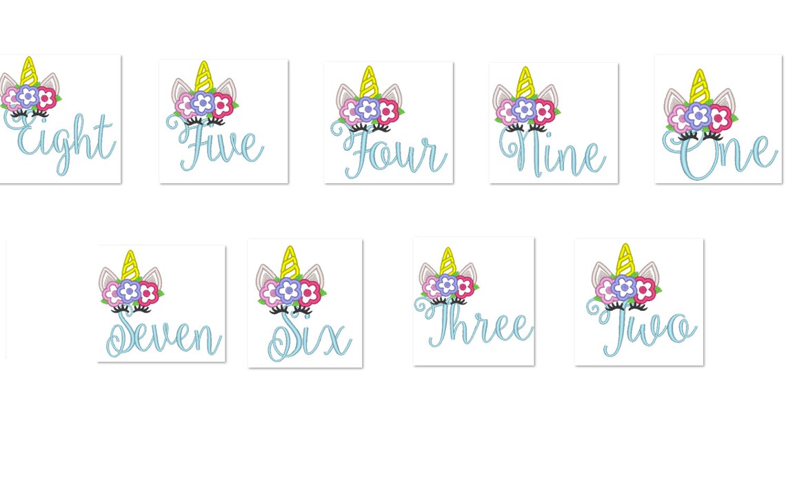Unicorn Numbers Set 1 9 Floral Crown Unicorn Birthday - Etsy