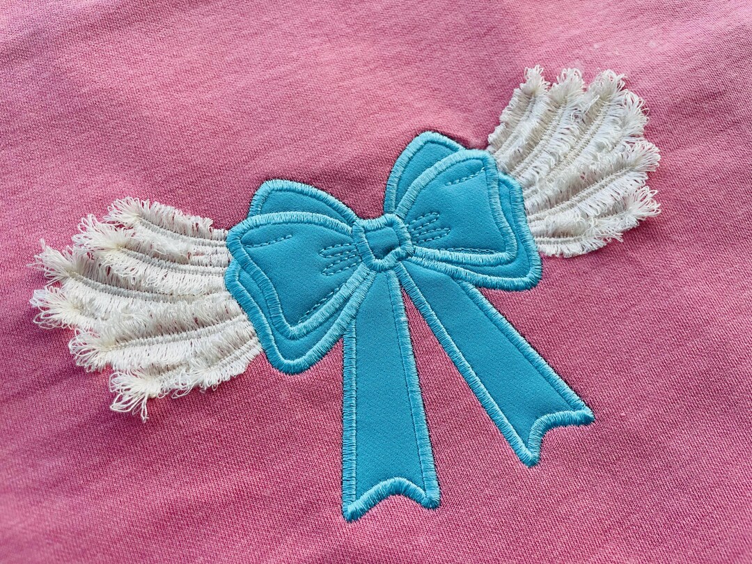 Fringed Angel Wings Fluffy Feathers Side Bow Split Seam in the Hoop ...