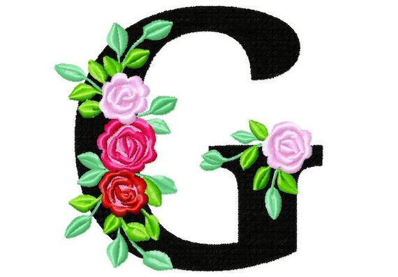 Roses floral Individual letter G garden flag monogram roses | Etsy