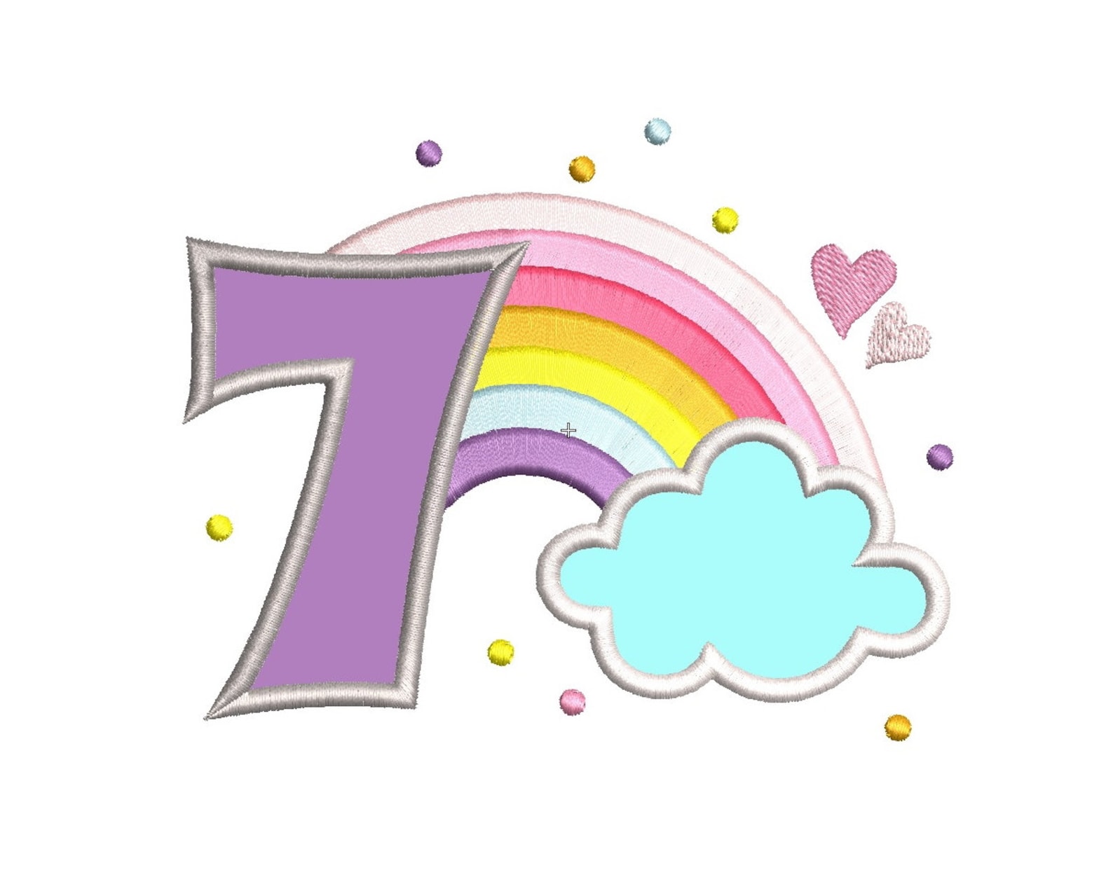 Cute Rainbow Birthday Number 7 SEVEN Machine Embroidery - Etsy