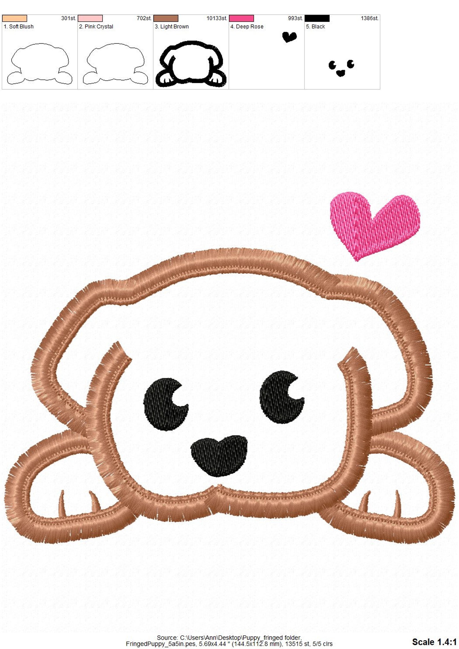 Fringed Fluffy Puppy Dog Kids Baby Applique Fringe Fluffy Fur ITH in ...