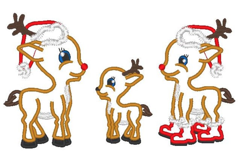 Christmas Single Deer Reindeer Rudolph With Santa Hat and - Etsy