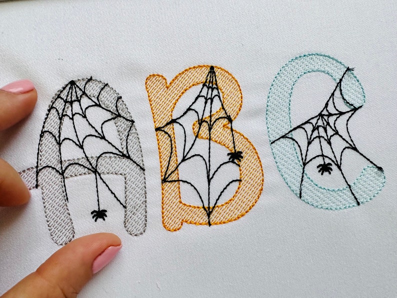 Spiderweb Font Embroidery Spider's Web Alphabet Halloween Cobweb Spooky ...