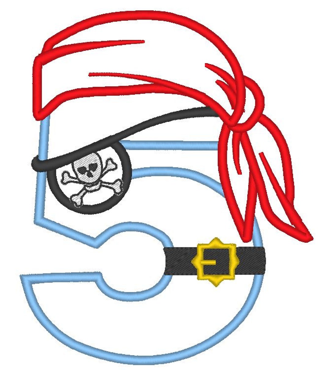 Cute Pirate Birthday Numbers , Machine Embroidery Applique Designs 6 ...