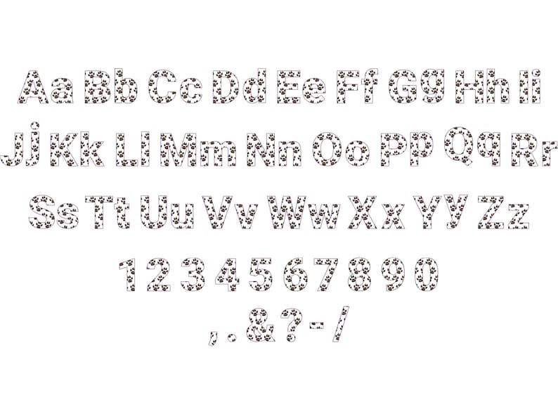 Dog Paw FONT Pet Puppy Paw Alphabet Letters Funny Kids Name Monogram ...