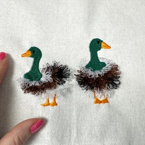 Fringed Fluffy Duck Farm Bird Animal SET of 2 Types Machine Embroidery ...
