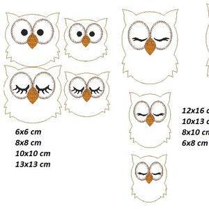 Cute Owls Set of 4 Types Easy in the Hoop Machine Embroidery Designs ...