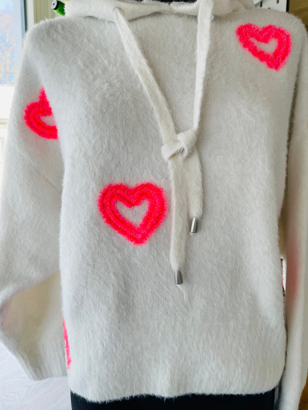Fluffy Double Outline Heart Awesome Chenille Hearts Fringed Fluffy ...