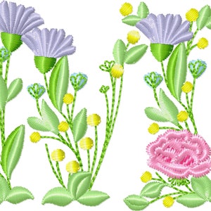 Meadow Flowers Letters M and M, Upper and Lowercase Mm, Floral Monogram ...