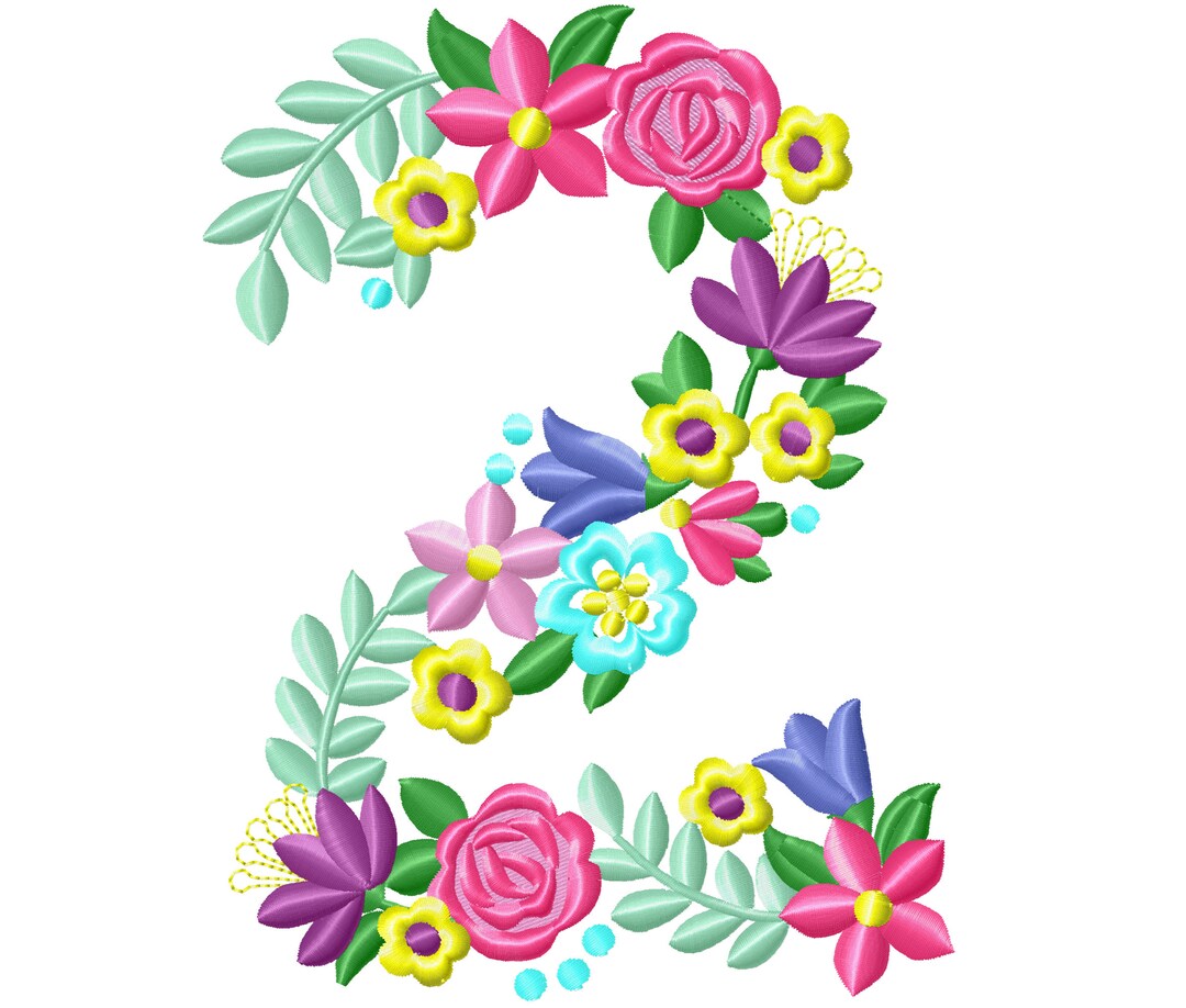 Floral Letter Birthday Number TWO Flowers Liberty Fashioned Flowers ...
