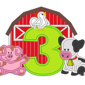 Farm Birthday Numbers WHOLE Set 1-9 With Cow Pig Horse and Rooster Cute ...
