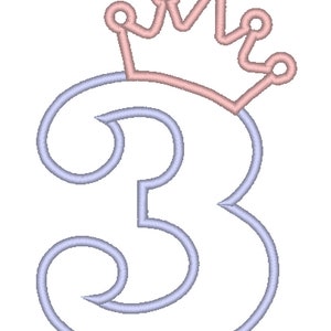 Cute Little Princess Birthday Crown Numbers , Machine Embroidery ...