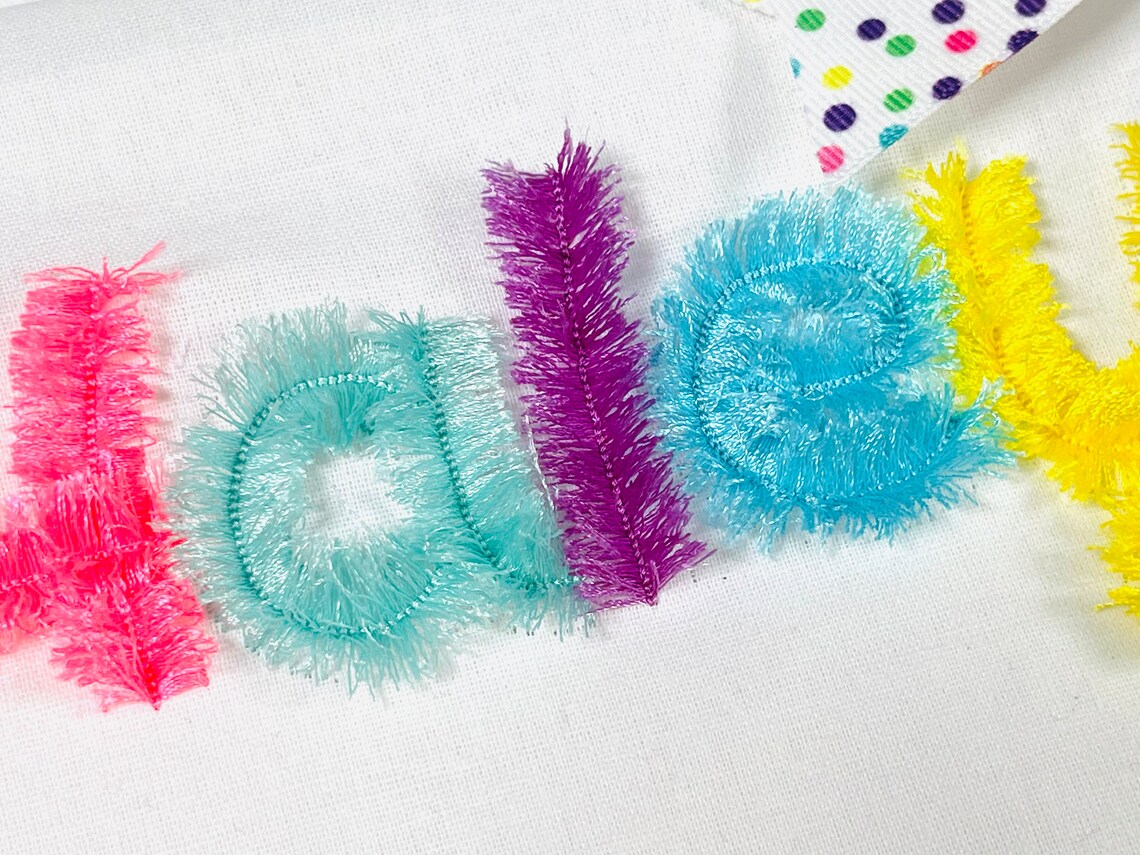 Fluffy Fringed FONT Machine Embroidery Designs in Assorted Sizes, Girly ...