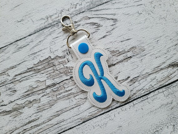 Key Fob Snap Tab Monogram Alphabet Initial Script Letters From - Etsy