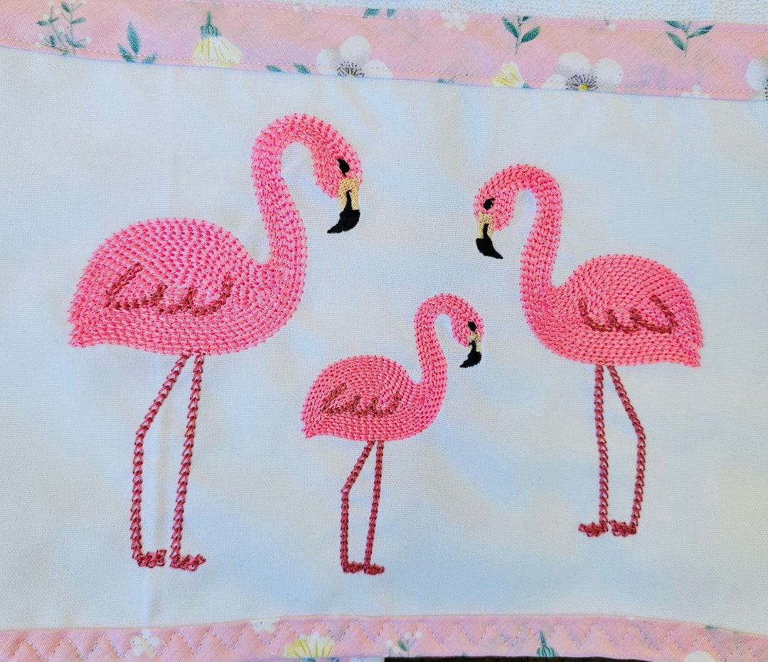 Chain Stitch Flamingo Embroidery Chain Flamingos Machine Embroidery ...