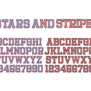 Patriotic Stars and Stripes Block Font 2 Types Machine Embroidery ...