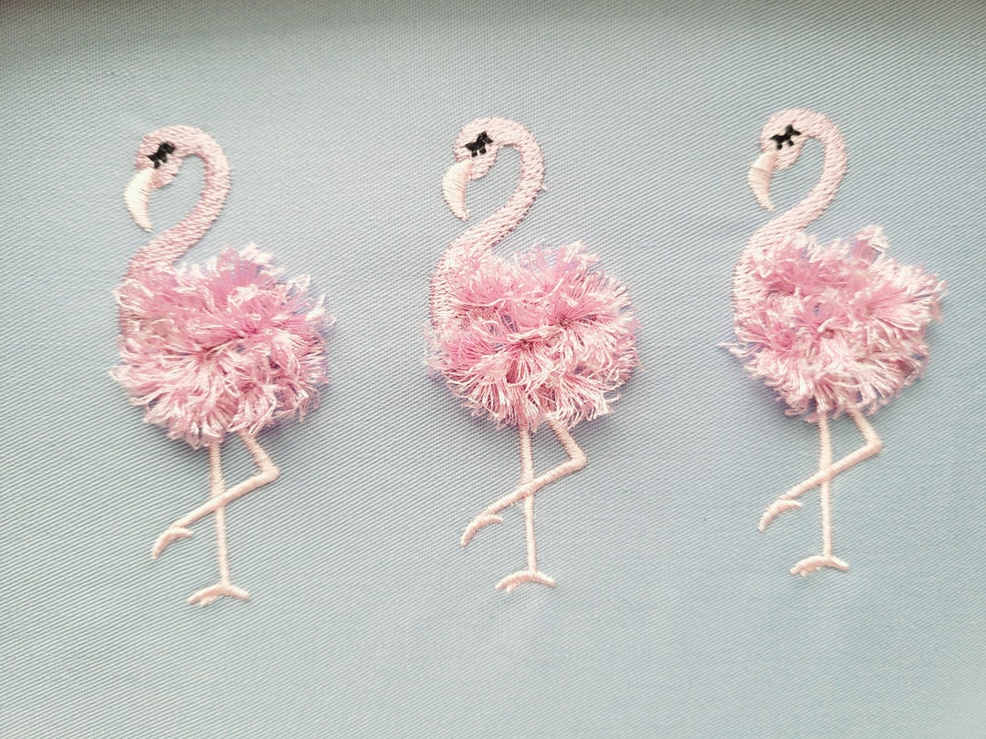 Mini Fringed Fluffy Chenille Flamingo Bird Small Machine Embroidery ...