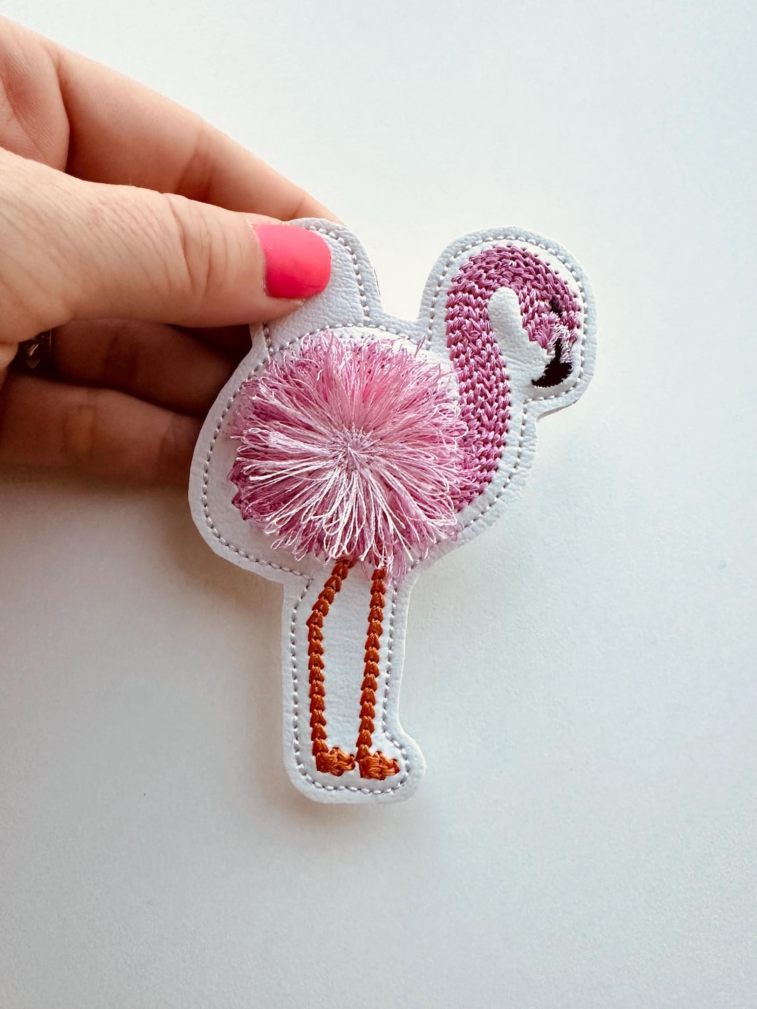 Fringed Fluffy Flamingo Key Fob Snap Tab and Eyelet Design in the Hoop ...