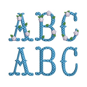 Fishtail Floral Font and Basic Font SET of 2 Alphabet Waffle Stitch ...