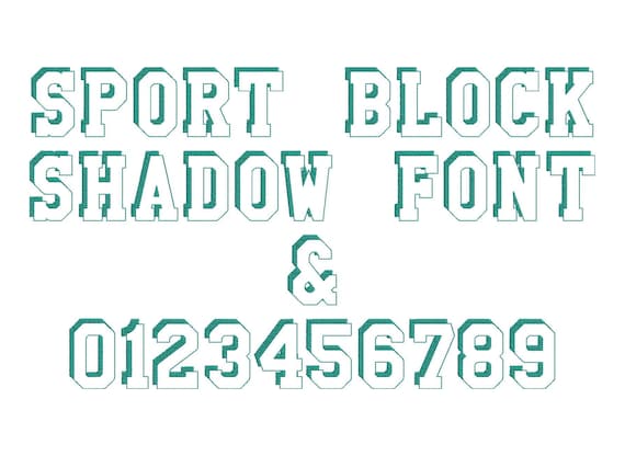 Sport Block Shadow Font Monogram Alphabet Machine Embroidery - Etsy