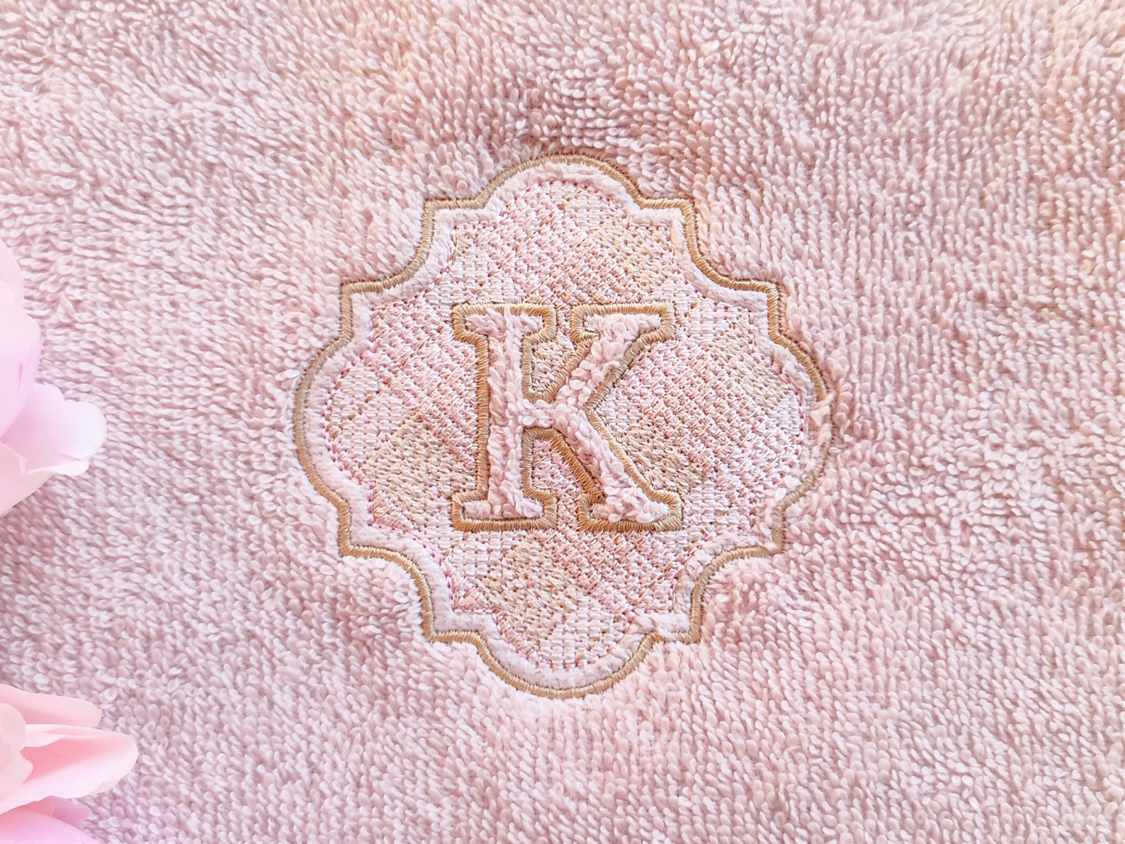 Embossed Terry Towel Monogram Letters A-Z and Gingham Buffalo Plaid ...