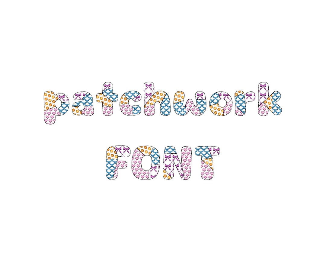 Patchwork FONT Awesome Patterned and Outline Alphabet Monogram Letters ...