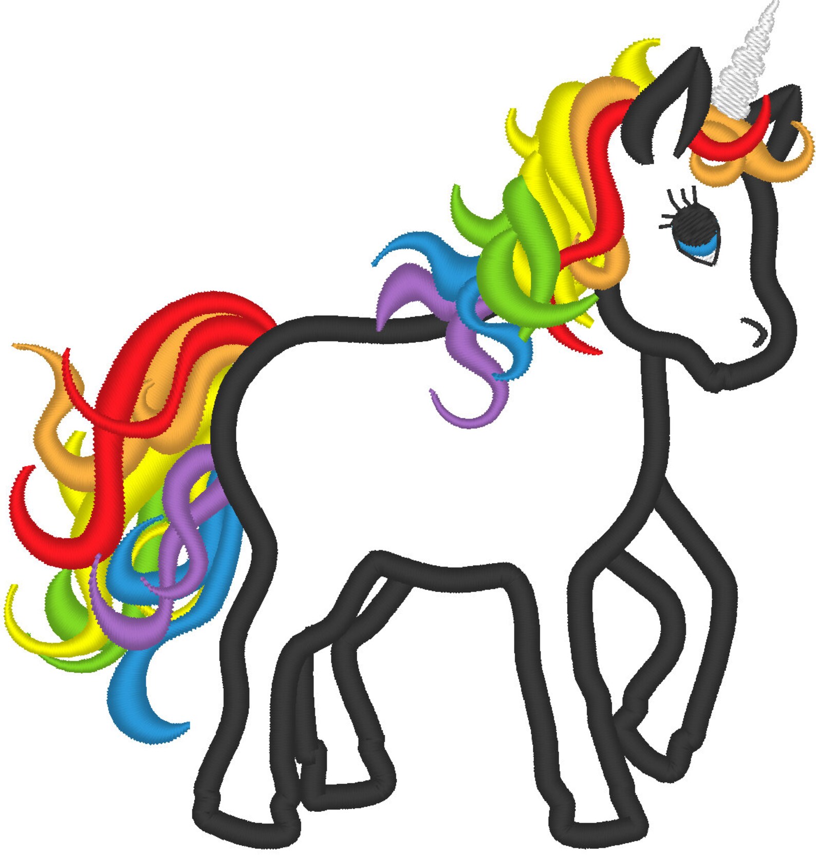 Rainbow Pony - Machine Embroidery Applique Designs 4x4, 5x7 and 6x10 ...