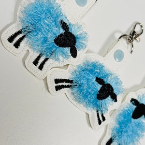 Fringed Sheep Key Fob Snap Tab SET of 3 Cute Lamb Keychain in the Hoop ...